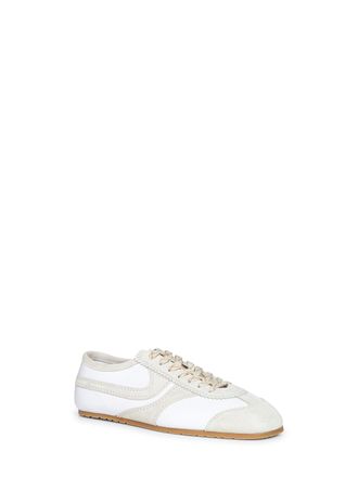 Dries Van Noten Mens Suede Sneakers With Beige Accents White Leather Trainers