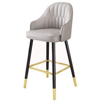 Generic Barhocker in Tresenh&ouml;he, Barhocker im Mid-Century-Stil mit R&uuml;ckenlehne und Bezug aus PU-Leder, Barhocker f&uuml;r das Wohnzimmer