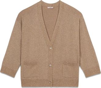 Oltre Femme, Pulls, Beige, Taille: 38 FR Cardigan en lurex mélangé viscose