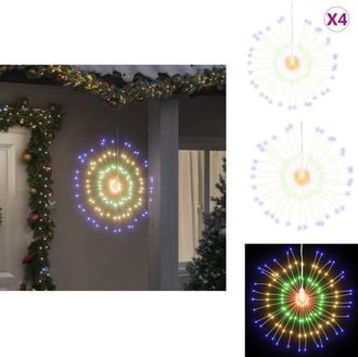 vidaXL Weihnachtsbeleuchtungen Feuerwerk 4 Stk. 140 LEDs Mehrfarbig - Weihnachtsdekoration - LED-Lichterketten - Feuerwerksbeleuchtung - Indoor-Dekoration