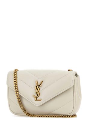 Saint Laurent Womens Ivory Leather Mini Loulou Crossbody Bag Crema Soft Borse A Tracolla