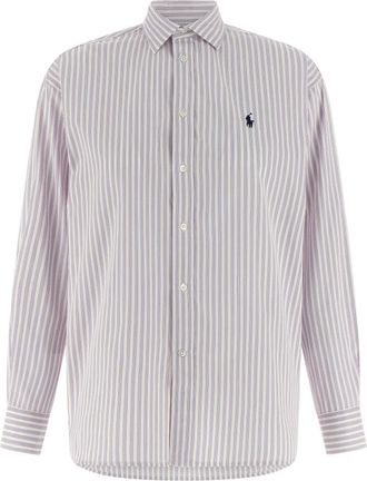 Polo Ralph Lauren Femme, Blouses et Chemises, Multicolore, Taille: 42 FR Chemise &agrave; Rayures en Popeline de Coton