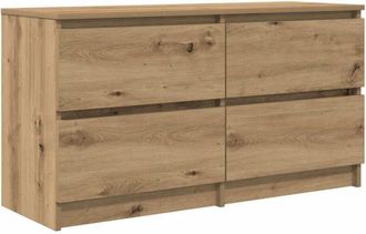 vidaXL Vidaxl - Meuble TV ch&ecirc;ne artisanal 100x35x54 cm - Bois ding&eacute;nierie - 4 tiroirs - Id&eacute;al pour rangement multim&eacute;dia
