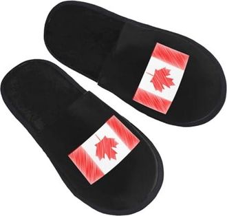 Generic Peluche Pantoufles Drapeau du Canada Chaud Chaussons en Peluche Unisex Respirant Chaussures Femme Maison M