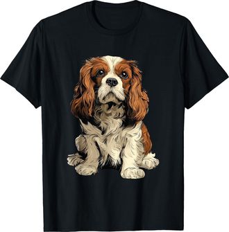 Whyitsme Design Rote und wei&szlig;e Cavalier-Abbildung eines King Charles Spaniel-Hundes T-Shirt