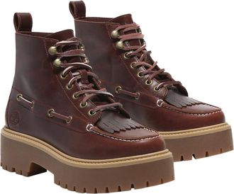 Timberland Stone Street - Hohe Schn&uuml;r-Boots in Burgunderrot mit 7 &Ouml;sen