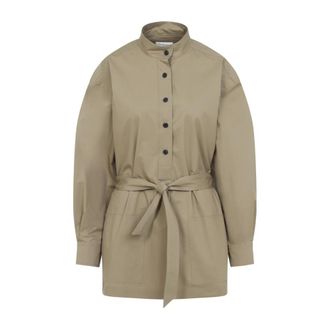 Saint Laurent Lang&auml;rmeliges Oberteil mit G&uuml;rtel - - Blouses & Shirts - Damen - Beige - M