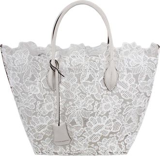 Ermanno Scervino Femme, Sacs, Blanc, Taille: ONE Size Floral Embroidery Shopper Bag