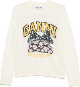 Ganni Rundhalspullover - Creme