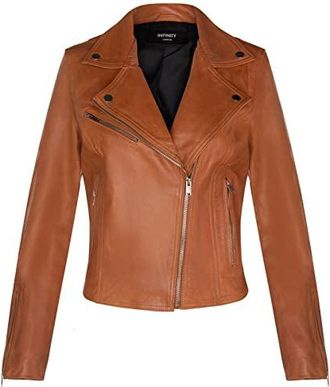 Infinity Leather Veste en Cuir Bronzer pour Dames de Style Classique pour Motards 2XL