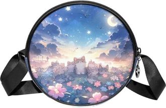 Generic Sac &agrave; bandouli&egrave;re rond pour femme, petit sac &agrave; bandouli&egrave;re color&eacute; avec fermeture &eacute;clair, bretelles r&eacute;glables, sac &agrave; main rond d&eacute;contract&eacute; pour femmes 