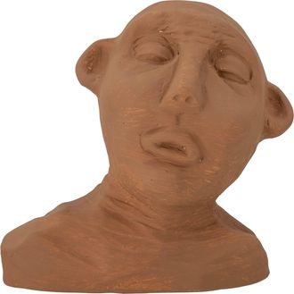 Bloomingville Tex Dekoration aus roter Terrakotta, asymmetrisches Gesicht, originelles Kunstwerk, stabile Skulptur, vielseitig kombinierbar, d&auml;nisches Design, 82053