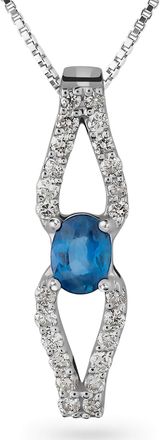 Orphelia Damen-Anhänger 750 Weißgold rhodiniert Saphir blau Ovalschliff - HD-4203