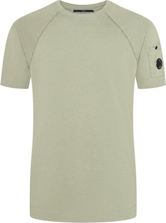 C.P. Company Unifarbenes T-Shirt aus Baumwolle mit Logo-Patch am linken Arm in