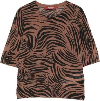 Max Mara Rundhalspullover - Braun