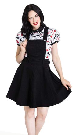 Hell Bunny Dakota Pinafore Dress Frauen Mittellanges Kleid schwarz 4XL