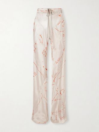 Rick Owens Bias Paneled Printed Satin Pants - Multi