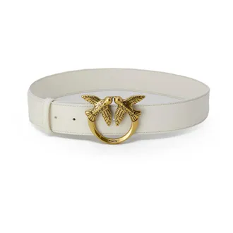 Pinko Pinko, Femme, Accessoires, Blanc, Taille: XS Ceinture en Cuir Blanc Design Élégant