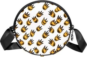 Generic Sac &agrave; bandouli&egrave;re rond pour femme, motif griffes de chat mignonnes avec fermeture &eacute;clair, bretelles r&eacute;glables, sac &agrave; main rond d&eacute;contract&eacute; pour femmes