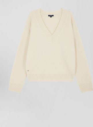 Eden Park Pull Col V En Laine Et Cachemire &Eacute;cru Coupe Relaxed