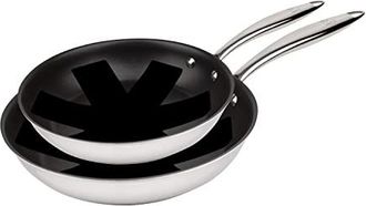 Masterpro MasterPro Argent 3 | 2 antihaftbeschichtete Pfannen mit 20 und 28 cm | mit dreifacher Schicht aus Edelstahl und geschmiedetem Aluminium | mit ergonomi