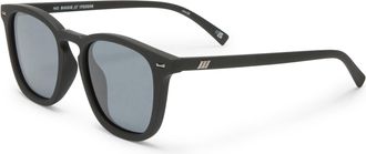 Le Specs NO BIGGIE BLACK RUBBER - Polarisierte Sonnenbrille für Damen und Herren Runde Rahmenform mit hohem UV-Schutz LSP1702056