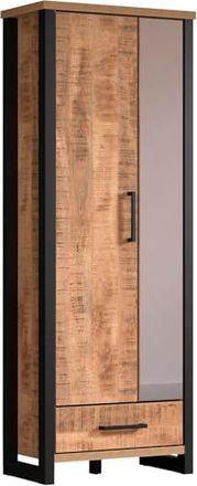 Trendteam Enna - Garderobenschrank - Mango/Schwarz - Schrank mit 2 Türen, 1 Konstruktionsboden und 1 Schublade - (BxHxT) 73 x 195 x 39 cm - ausziehbare Kleiders