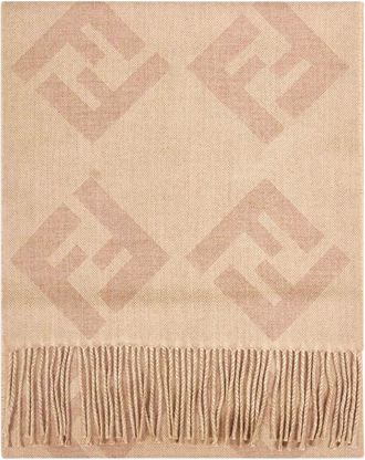 Fendi &eacute;charpe frang&eacute;e &agrave; logo en diagonale - Tons neutres