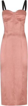Dolce & Gabbana Femme, Robes, Rose, Taille: 48 FR Robe Corset Mi-Mollet en Satin