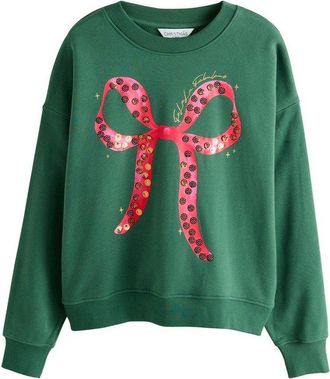Next Sweater Sweatshirt mit Schleifengrafik + Pailletten (1-tlg)