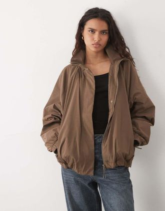 Arket coupe-vent matelass&eacute; &agrave; col chemin&eacute;e taupe-Neutre