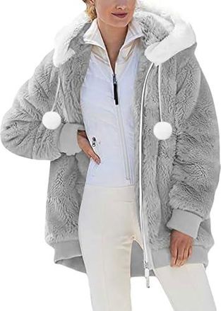 Generic Vestes en polaire pour femme avec fermeture &eacute;clair int&eacute;grale - Sweat-shirt chaud avec capuche pour femmes, manteau cardigan &eacute;pais avec cordon de serra