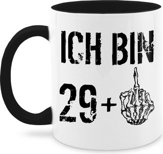 Shirtracer Tasse Tassen 325ml - 30. Geburtstag - Ich bin neunundzwanzig + Skelett Mittelfinger schwarz - 325 ml - Schwarz - 30 kaffeetasse dreissig 29 wärmende z
