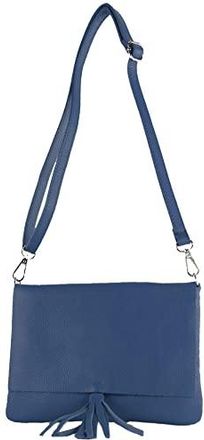 modamoda.de T242 - ital. Pochette en cuir sac à bandoulière Small, Bleu signalétique, s