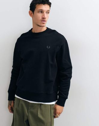 Fred Perry reflektierendes Laurel-Sweatshirt in Schwarz