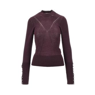 Paco Rabanne Pullover aus Seiden-Merinowoll-Mix - - Knitwear - Damen - Lila - M