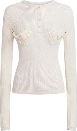 Moschino Femme, Pulls, Blanc, Taille: 34 FR Pure Cotton Mesh Shirt Goose