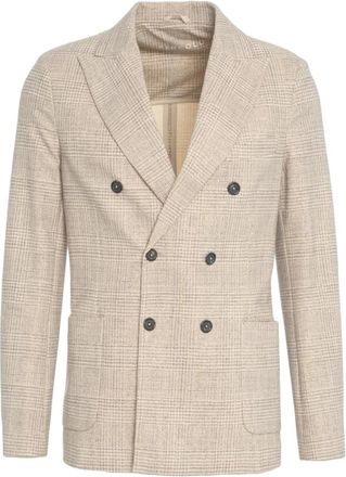 Circolo 1901 Homme, Vestes, Beige, Taille: XL Blazer Beige à Carreaux Double Boutonnage