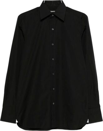 Tom Ford Homme, Chemises, Noir, Taille: L Classic Fit Cotton Poplin Shirt