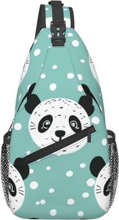 Generic Sac &agrave; dos &agrave; bandouli&egrave;re motif panda &agrave; pois blancs pour homme