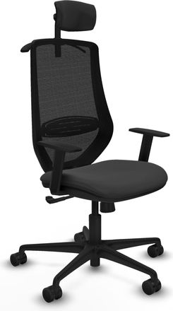 Piqueras y Crespo B&uuml;rostuhl mit 1D-Armen, h&ouml;henverstellbare Lendenwirbelst&uuml;tze und Kopfteil h&ouml;henverstellbar und neigbar. Ausgestattet mit 4 Positionen. Schwarz/Dunkelg