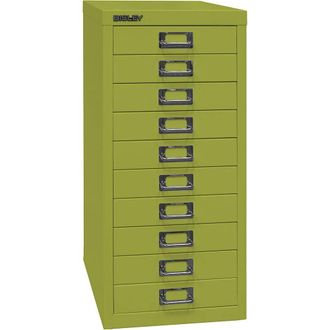 Bisley MultiDrawer, 29er Serie, DIN A4, 10 Schubladen, Metall, 604 Grün, 38 x 27.9 x 59 cm