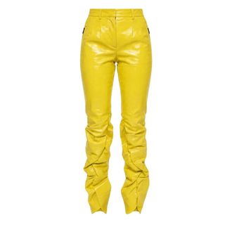 Dolce & Gabbana Lederhose - - Trousers - Damen - Gelb - S