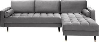 Invicta Interior Elegantes Ecksofa Cozy Velvet 260cm grau Samt Federkern 3er-Sofa Samtoptik Eckcouch Sofa Couch