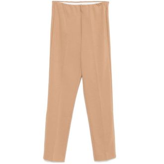 Le Tricot Perugia Karamellbraune Stretch Plissee Hose - - Trousers - Damen - Braun - L