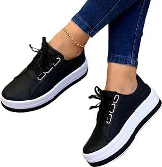 Onsoyours Femme Mocassins à Plateforme Confortables pour Femmes Chaussures de Marche à Talon Compensé à Bout Rond Chaussures Décontractées à Confort Antidérapan