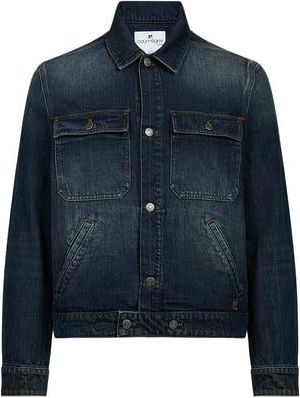 Courr&egrave;ges Veste denim droite en coton m&eacute;lang&eacute;