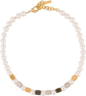 Moschino Femme, Accessoires, Blanc, Taille: ONE Size Collier ras du cou avec perles