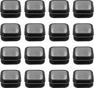 BESPORTBLE WEKADRIN 16 St&uuml;ck Quadratische Eisendosen 58X58X25Mm mit Klarem Fensterdeckel Leere Metalldosen f&uuml;r Kerzenherstellung S&uuml;&szlig;igkeiten Schmuck Aufbewahrung