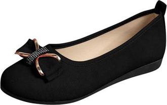 Generic Chaussures de marche plates confortables pour femme avec noeud - Couleur unie - Bout rond - &Eacute;l&eacute;gantes - L&eacute;g&egrave;res et confortables - &Agrave; enfiler - Style d&eacute;